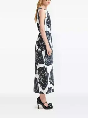 Marni Rose-print Midi Dress - White