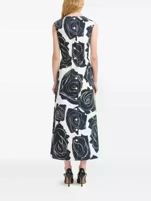 Marni Rose-print Midi Dress - White