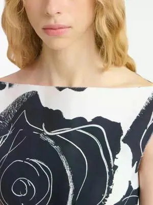 Marni Rose-print Midi Dress - White