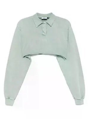 Gcds Washed-effect Cropped Polo Shirt