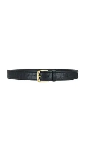 LAMARQUE Croc Embossed Leather Belt - Black