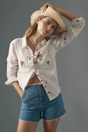 PILCRO Embroidered Icon Buttondown Shirt - White
