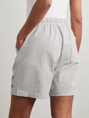 SPORTY & RICH Varsity Crest Cotton-blend Jersey Shorts - Gray