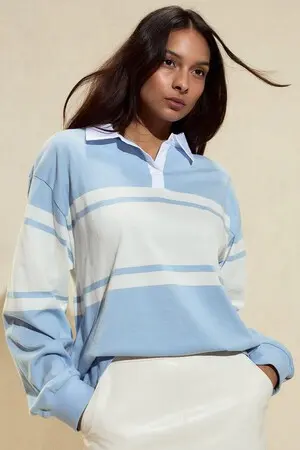 Cynthia Rowley Ardie Striped Rugby Shirt - Blue / White