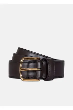 Vince 32mm Stitched Leather Belt - Brown