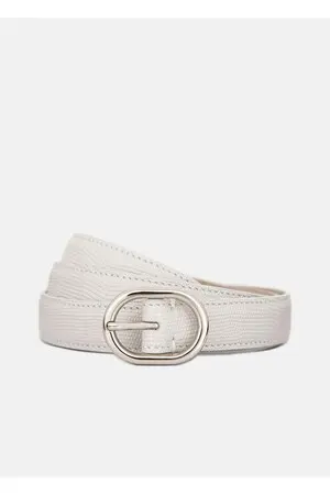 Vince 20mm Stitched Lizard-embossed Leather Belt - Natural