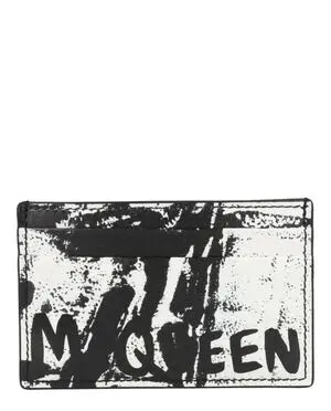 Alexander McQueen Graffiti Logo Card Holder - Black/white