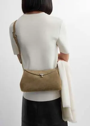 TOTEME T-lock Suede Clutch - Brown