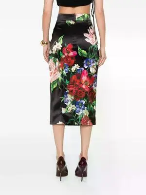Dolce & Gabbana Floral-print Midi Skirt - Black