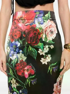 Dolce & Gabbana Floral-print Midi Skirt - Black