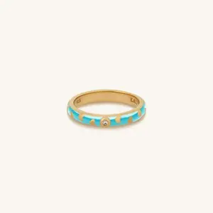 KARMA AND LUCK Illuminated Love Gold Hearts Ring - Turquoise