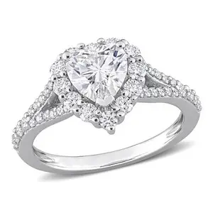 JULIANNA B. Moissanite Heart Halo Ring - Sterling Silver