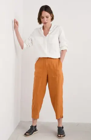 SEASALT CORNWALL Saltings Cropped Linen Pants