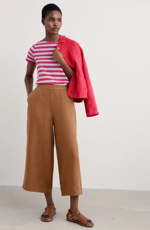 SEASALT CORNWALL Sailor Stripe Organic Cotton T-shirt - Scallion Raspberry