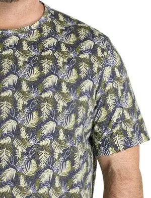 HARBOR BAY BY DXL Big & Tall Moisture-wicking Multi Leaf Print T-shirt - Sage
