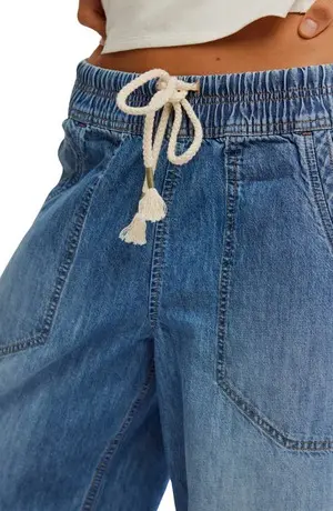 Free People Mid-rise Wide Leg Denim Pants - No Problem
