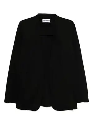 Attachment Cotton Double-face Collarless Jacket - Black