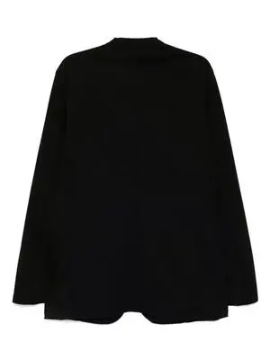 Attachment Cotton Double-face Collarless Jacket - Black
