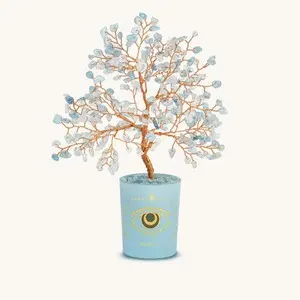 KARMA AND LUCK Joyful Radiance Aquamarine March Birthday Tree - Light Blue