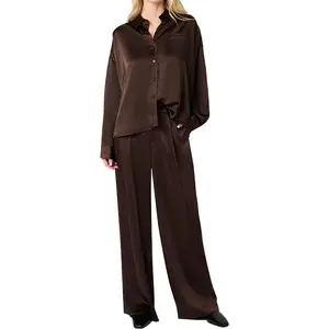 WeWoreWhat Silky Trouser Pant - Chestnut