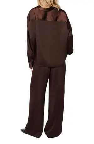 WeWoreWhat Silky Trouser Pant - Chestnut