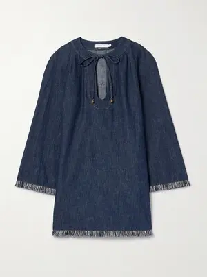 Zimmermann Rhiannon Frayed Denim Mini Dress