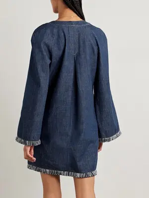 Zimmermann Rhiannon Frayed Denim Mini Dress