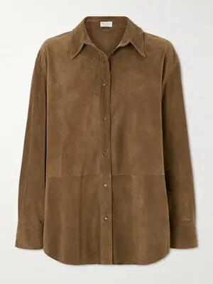 Brunello Cucinelli Bead-embellished Suede Shirt