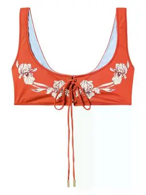 La DoubleJ Floral-print Bikini Top - Orange