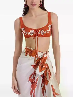 La DoubleJ Floral-print Bikini Top