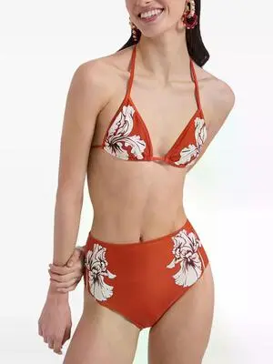 La DoubleJ Floral-print Bikini Top - Orange