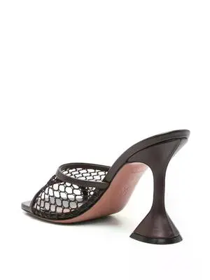 Amina Muaddi Lupita Sculpted Heel Sandals - Brown