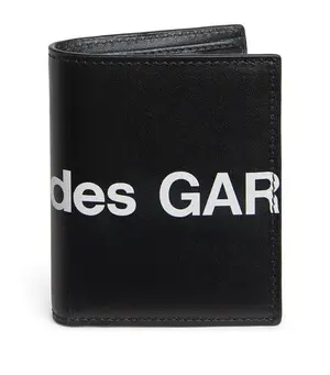 Comme Des Garçons Leather Logo Bifold Wallet - Black