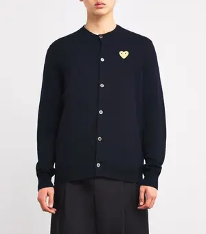 Play Comme Des Garcon Wool Heart Cardigan - Navy