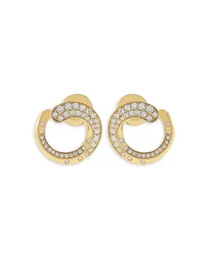 CRIVELLI 18k Yellow Diamond Pave Hoop Earrings - Gold