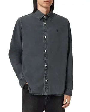 ALLSAINTS Bodhi Relaxed Fit Button Front Shirt - Blainn Black