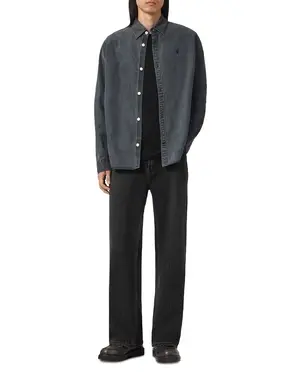 ALLSAINTS Bodhi Relaxed Fit Button Front Shirt - Blainn Black