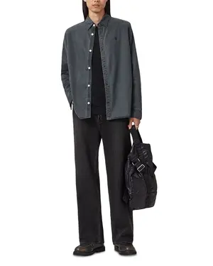 ALLSAINTS Bodhi Relaxed Fit Button Front Shirt - Blainn Black