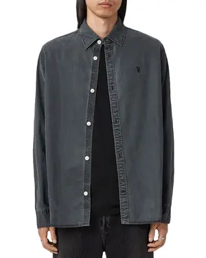 ALLSAINTS Bodhi Relaxed Fit Button Front Shirt - Blainn Black