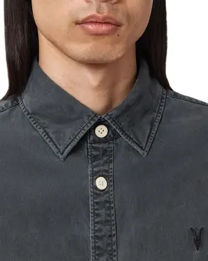 ALLSAINTS Bodhi Relaxed Fit Button Front Shirt - Blainn Black