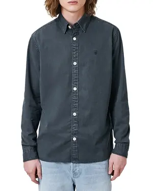 ALLSAINTS Bodhi Relaxed Fit Button Front Shirt Odyssey Blue