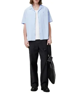 ALLSAINTS Valmer Short Sleeve Button Front Shirt - Shore Blue