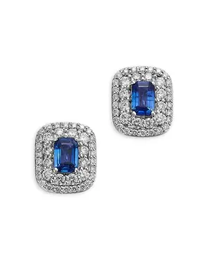Bloomingdale'S Sapphire And Diamond Stud Earrings - Blue/white Gold