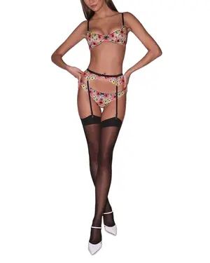 FLEUR DU MAL Azalea Embroidered Thong - Black