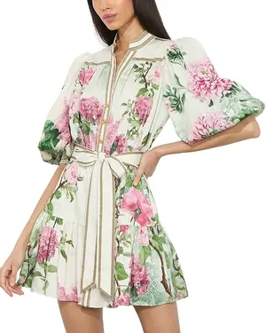 Alice + Olivia Cora Mini Dress - White Floral