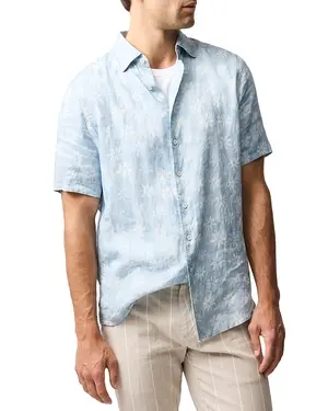 Rodd & Gunn Belleknowes Regular Fit Short Sleeve Linen Shirt - Mist