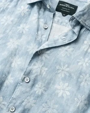 Rodd & Gunn Belleknowes Regular Fit Short Sleeve Linen Shirt - Mist