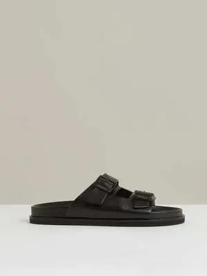 REISS Philip Leather Double-strap Sandals