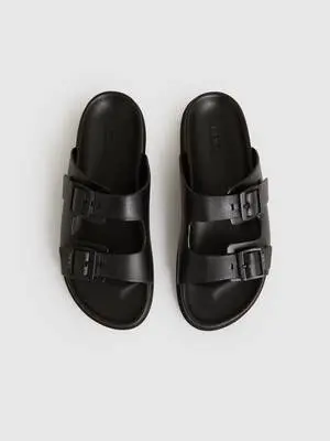 REISS Philip Leather Double-strap Sandals