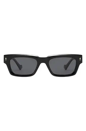 FIFTH & NINTH Cole 50mm Polarized Rectangular Sunglasses - Black/ Black
